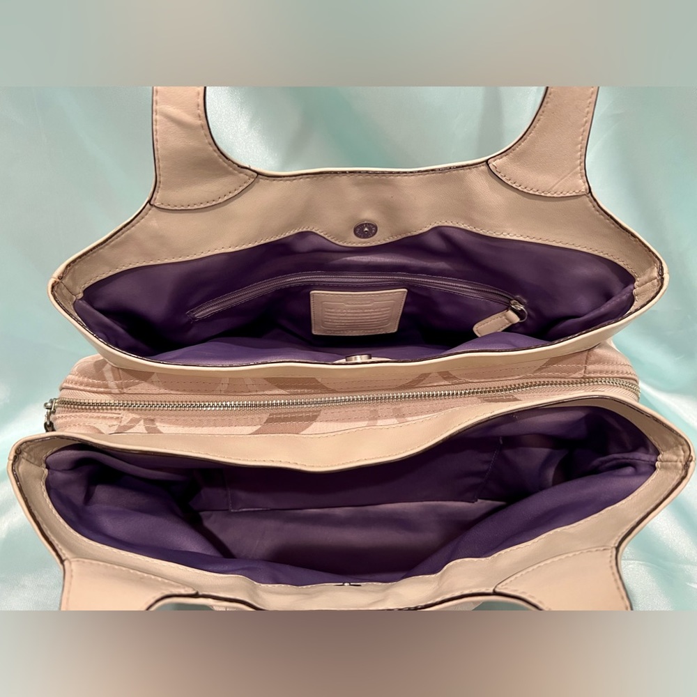 Coach - Optic Lexi Jacquard Logo Leather Trim Satchel… - Gem